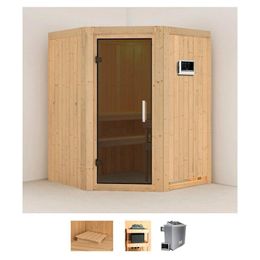 Karibu Sauna &raquo;Larin&laquo; Set, Ofen 9 KW externe Strg easy beige