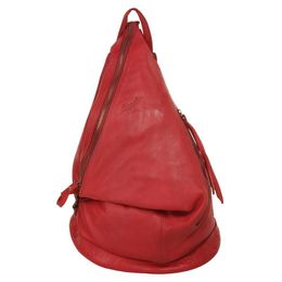 Samantha Look Damen Cityrucksack echt Leder, Made in Italy rot B/H/T: 30cm x 25cm x 10cm, onesize