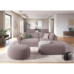 Sit & More sit&more Ecksofa &raquo;Cadabra L-Form&laquo; Breite 243 cm, inklusive Sitztiefenverstellung rosa Samtoptik (100% Polyester);Soft clean (98% Polyester, 2% 