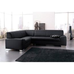 DOMO collection Ecksofa &raquo;Alisson, zeitlose Optik, flache Armlehnen, L-Form&laquo; fester Sitzkomfort, wahlweise mit Bettfunktion schwarz Microfaser aus 100%