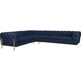Home Affaire Chesterfield-Sofa &raquo;Amaury L-Form&laquo; gro&szlig;es Ecksofa, Chesterfield-Optik, Breite 323 cm, Fu&szlig;farbe w&auml;hlbar blau Struktur (100% Polyester);