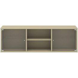 Lowboard &raquo;Mistral, Hochwertig Schrank, h&auml;ngend/stehend montierbar&laquo; mit zwei Glast&uuml;ren, B: 133 cm, anpassungsbar Designm&ouml;bel beige
