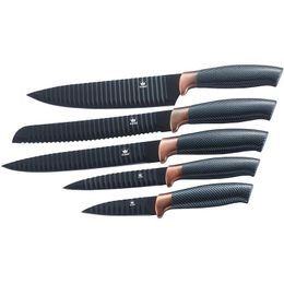 King Messer-Set &raquo;Carbon Design&laquo; Wellenschliff schwarz Edelstahl