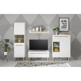 Home Affaire Wohnwand &raquo;Torge, Anbauwand, Schrankwand, Mediawand, Wohnzimmer-Set&laquo; Set, 4 Stk. tlg. wei&szlig; Holzwerkstoff