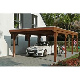 Skan Holz Einzelcarport &raquo;Grunewald&laquo; Leimholz braun mit EPDM-Dach braun