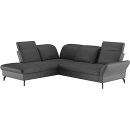 Sit & More sit&more Ecksofa &raquo;Leandro L-Form&laquo; Wahlweise mit Bett-, Kopfteil - und Armlehnfunktion, sowie Stauraum grau 100% Polyester