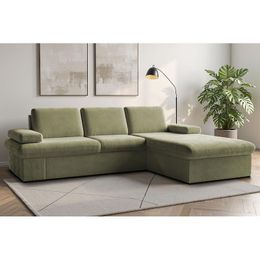 Sit & More sit&more Ecksofa &raquo;Moreno L-Form, B: 247 cm&laquo; mit Armteilverstellung, optional Bettfunktion gr&uuml;n 100% Polyester