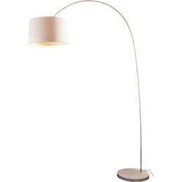 Salesfever Bogenlampe &raquo;Valdis&laquo; E27 1 Stk. mit Dimmschalter, echter Marmorfu&szlig; wei&szlig;