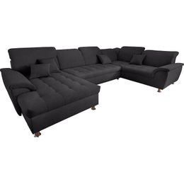 DOMO collection Wohnlandschaft &raquo;Franzi mit Kopfteilverstellung, U-Form mit viel Platz, bequem&laquo; XXL-Sofa, U-Form, belastbar bis 140kg/Sitz, graphite, 