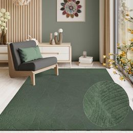 the carpet Teppich &raquo;Rio&laquo; rechteckig 8 mm H&ouml;he weicher Wohnzimmer Teppich rutschfest 3D-Optik gr&uuml;n Polyester