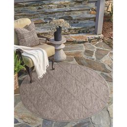 Carpet City Teppich &raquo;In-& Outdoorteppich Santorini 457, 3D-Effekt, Raute-Look&laquo; rund 5 mm H&ouml;he Wetterfest & UV-best&auml;ndig f&uuml;r Terrasse, Balkon, K&uuml;che, Flur braun 