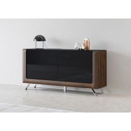 Home Affaire Sideboard &raquo;Kasai&laquo; Breite 160,5 cm, mit 2 T&uuml;ren schwarz FSC -zertifizierter Holzwerkstoff, Glas, MDF, Melamin, Metall