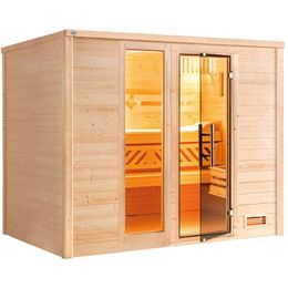 Weka Sauna &raquo;Massivholzsauna BERGEN 3&laquo; Blockbohlen, Fensterelement, moderne Ganzglast&uuml;r beige