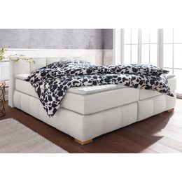 Home Affaire Boxspringbett &raquo;Chelles&laquo; inkl. Kaltschaumtopper, in 5 Breiten und 3 Matratzenarten beige Samtoptik (100% Polyester);Bezug der 