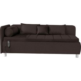 Alina Schlafsofa &raquo;Kiana&laquo; Liegefl&auml;che 90/200 cm oder 100/200 cm, Bettkasten, Zierkissen-Set braun Struktur TMD (100% Polyester)