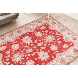 me gusta Teppich &raquo;Faye 625&laquo; rechteckig 6 mm H&ouml;he Flachgewebe, gedrucktes Motiv, Wohnzimmer, Esszimmer rot Polyester