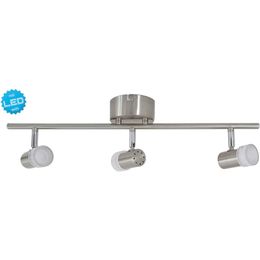 N&auml;ve n&auml;ve LED Deckenspots &raquo;Malaga&laquo; 1 Stk. Warmwei&szlig; 3er LED-Wand-u. Deckenspot, stahl-blank, 3xLED warmwei&szlig;, L: 61cm silber