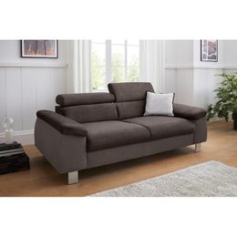COTTA Polstergarnitur &raquo;Komaris, B: 193 bzw. 100 cm&laquo; Set, Set: 3er-Sofa & Hocker, mit Kopfteilverstellung braun