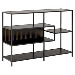 ACTONA GROUP B&uuml;cherregal &raquo;Seaford, Standregal, Regal, Raumteiler&laquo; 114x35x78 cm, schwarzer Stahlrahmen, 5 Regale, Wendemodul, Breite 114 cm Stahl