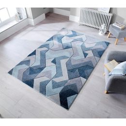 FLAIR RUGS Teppich &raquo;AURORA&laquo; rechteckig 11 mm H&ouml;he Handgeschnitzt blau Kunstfaser