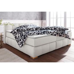 Home Affaire Boxspringbett &raquo;Chelles&laquo; inkl. Kaltschaumtopper, in 5 Breiten und 3 Matratzenarten beige Samtoptik (100% Polyester);Bezug der 