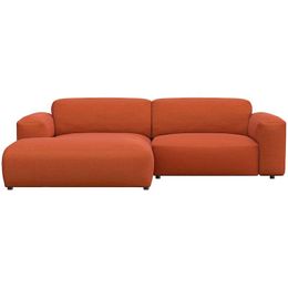 FLEXLUX Ecksofa &raquo;Lucera Chaislongue rechts oder links, L-Form, bequem&laquo; modern & anschmiegsam, Kaltschaum, Stahl-Wellenunterfederung orange 85% 