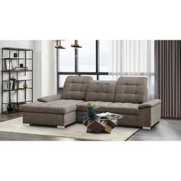 WERK2 Ecksofa &raquo;Carmen, mit Bettfunktion & Bettkasten, optional Sitztiefenverstellung&laquo; mit Sitztiefenverstellung, Struktur weich, beige beige 95% 