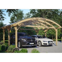 Skan Holz Doppelcarport &raquo;Franken&laquo; Leimholz 550 cm natur beige