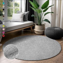 Sanat Hochflor-Teppich &raquo;LOCA&laquo; rund 30 mm H&ouml;he Wohnzimmer, Langflor, Shaggy, Schlafzimmer grau Kunstfaser