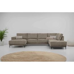 OTTO home Wohnlandschaft &raquo;XXL Sofa Oland, Struktur, Flachgewebe, Luxus-Microfaser, Boucle&laquo; U-Form, 345 cm, Wellenunterfederung, Skandi-Design, 