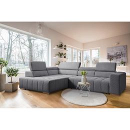 exxpo - sofa fashion Ecksofa &raquo;Elianos, hoher Sitzkomfort, aufwendige Kreuzsteppung im Sitz, L-Form&laquo; Kopfteile & Sitztiefe verstellbar, mit 