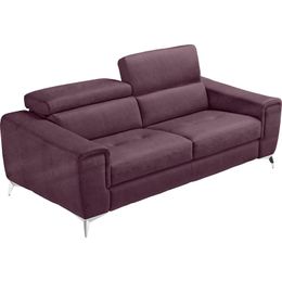 Egoitaliano Schlafsofa &raquo;Francine Designsofa, Loungesofa mit Dauerschlaffunktion, Breite 233 cm&laquo; mit Bettfunktion, Luxus-Microfaser BLUSH, plum, Fu&szlig;farbe chrom 