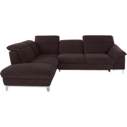 COTTA Ecksofa &raquo;Teresa L-Form&laquo; mit Kopfteilverstellung, wahlweise mit Bettfunktion braun Chenille (90% Polyester; 10% Polyamid );Struktur (100% 