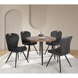 Duo Collection Essgruppe &raquo;Esszimmergruppe Marla & Zoe&laquo; Set, 5-tlg., 5 Stk. tlg. &Oslash; 100 cm, massives Metallgestell, bis 100 kg belastbar grau MDF, Polyester
