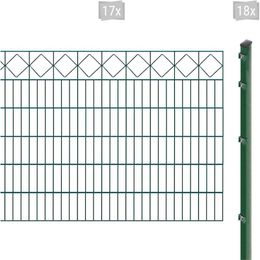Arvotec Doppelstabmattenzaun &raquo;EXCLUSIVE 120 zum Einbetonieren "Karo" mit Zierleiste&laquo; Zaunh&ouml;he 120 cm, Zaunl&auml;nge 2 - 60 m gr&uuml;n Kunststoff, Stahl