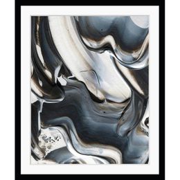 queence Bild &raquo;Abstrakte Auqrellfarben&laquo; Abstrakt Figuren Gem&auml;lde Kunst HD Premium Poster-Druck inkl. Holzrahmen silber Acrylglas, Holz, Papier
