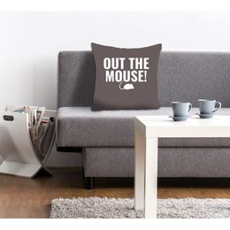 queence Dekokissen &raquo;OUT THE MOUSE!&laquo; Kissenh&uuml;lle ohne F&uuml;llung, 1 St&uuml;ck grau Polyester