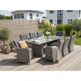 Konifera Garten-Essgruppe &raquo;&raquo;Menorca&laquo;&laquo; Set, 8x Sessel, 1x Tisch 230,8x100x75 cm, inkl. Auflagen, Alu, Polyrattan, 25 Stk. tlg. Polyrattan, Aluminium, 