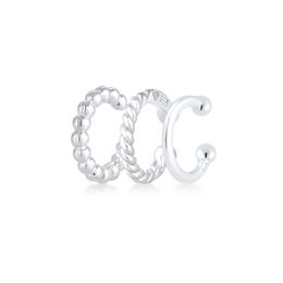Elli Damen Single-Ohrhaken &raquo;Ohrklemme Ear Cuff 3er Set Kugel 925 Silber&laquo; silber