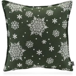 HOCK Dekokissen &raquo;Snow Flakes&laquo; Schneeflocke, traditionell, bestickte Schneeflocken, inkl. F&uuml;llung gr&uuml;n Obermaterial: 42% Polyester, 37% Polyacryl, 21% 