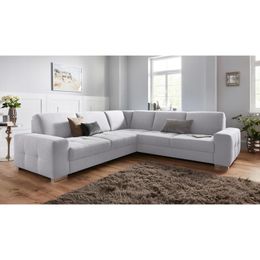 Sit & More sit&more Ecksofa &raquo;Santorini L-Form&laquo; mit Federkern und Sitztiefenverstellung, wahlweise mit Bettfunktion silber Struktur (100% Polyester);Struktur fein