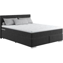 COTTA Boxspringbett &raquo;Simba&laquo; Topseller! wahlweise mit oder ohne Matratze und Topper bestellbar schwarz Polyester