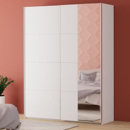 FORTE Schwebet&uuml;renschrank &raquo;Fittio. Made in Europe, 2 Schiebet&uuml;ren, modernes Design&laquo; H&ouml;he 2,35 mtr, stehende Montage, Spiegel wei&szlig; Spanplatte