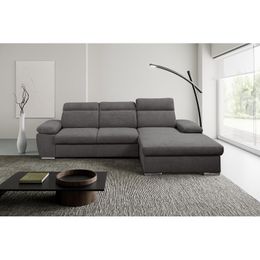 WERK2 Ecksofa &raquo;Palma modernes Schlafsofa mit Bettkasten, L-Form, B/T 282/185 cm&laquo; Kopfteile verstellbar, komfortable Wellenunterfederung, L-Form 92% 