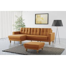 Sit & More sit&more Ecksofa &raquo;Orient 5 L-Form&laquo; mit Strass-Stein, wahlweise mit Bettfunktion und Bettkasten gold 100% Polyester