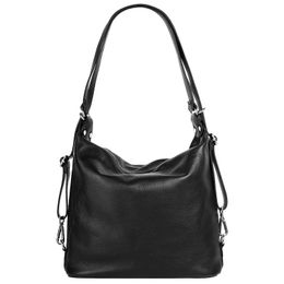 Samantha Look Damen Shopper echt Leder, Made in Italy schwarz
