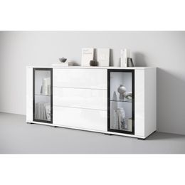 Home Affaire Sideboard &raquo;modernes Design mit Glaseins&auml;tzen und 3 Schubladen, Breite 150 cm&laquo; 1 Stk. tlg. Grifflose Fronten mit Push-to-Open, 