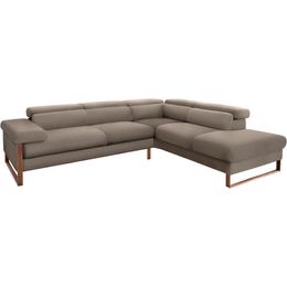 W.Schillig Ecksofa &raquo;finn, Designsofa mit tollem Sitzkomfort, bequem, L-Form&laquo; German Design Award 2016, Fu&szlig;gestell Nussbaum natur, Breite 281 cm braun 