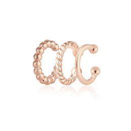 Elli Damen Single-Ohrhaken &raquo;Ohrklemme Ear Cuff 3er Set Kugel 925 Silber&laquo; rosa