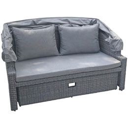 Garden Pleasure Loungesofa &raquo;MONTE CARLO&laquo; mit ausklappbarem Sonnendach grau Aluminium, Kunststoffgeflecht